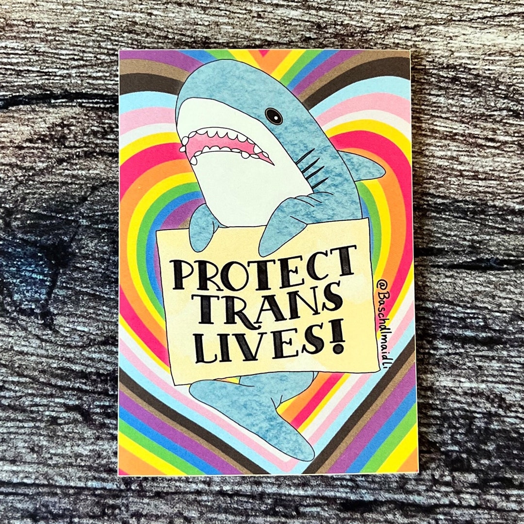 Protect Trans Lives Blåhaj Plushy Shark Pride Sticker BMRCS15 - Etsy