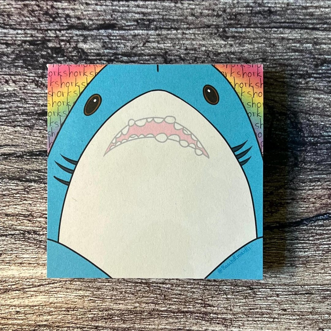 Blahaj Shark Plushie Notepad - Recycled Paper Scrapbook Penpal Trans ...