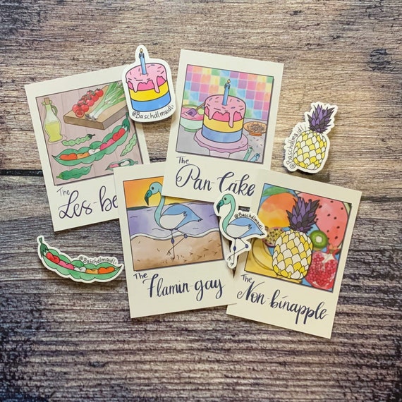 Queer Pride Puns Stickers Postcards Pun Tastic Four - Etsy