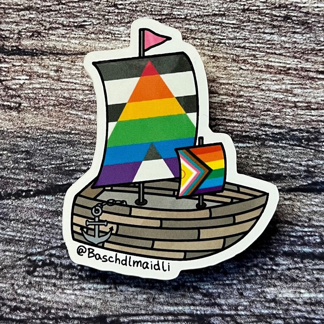 Ally Ship Pride Pun Sticker • Ally Flag Boat Ship Allyship Lgbtqia+ Dad ...