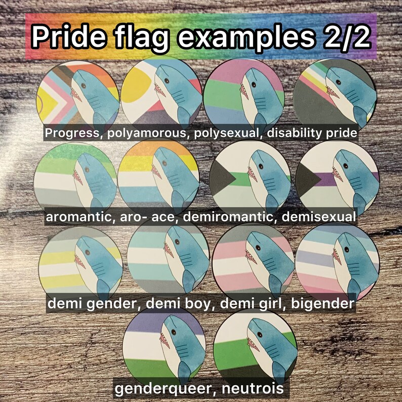 Blåhaj Pride Flag Custom Pronoun Buttons 5 Cm With Safety Pin Bmbut1 ...
