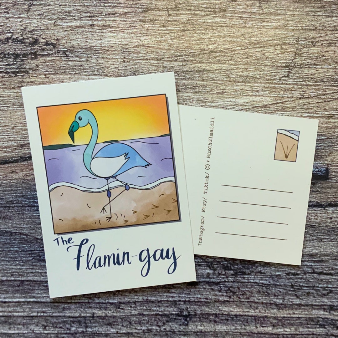 Gay MLM Pride Flamingo Postcard Polaroid BMC4 - Etsy