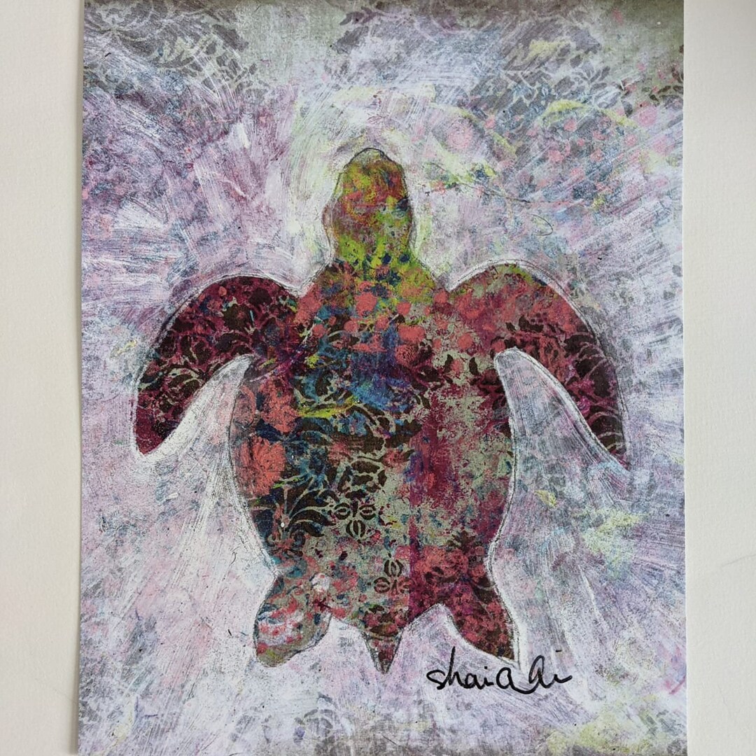 Sea Turtle Abstract Art 8x10 PRINT - Etsy UK