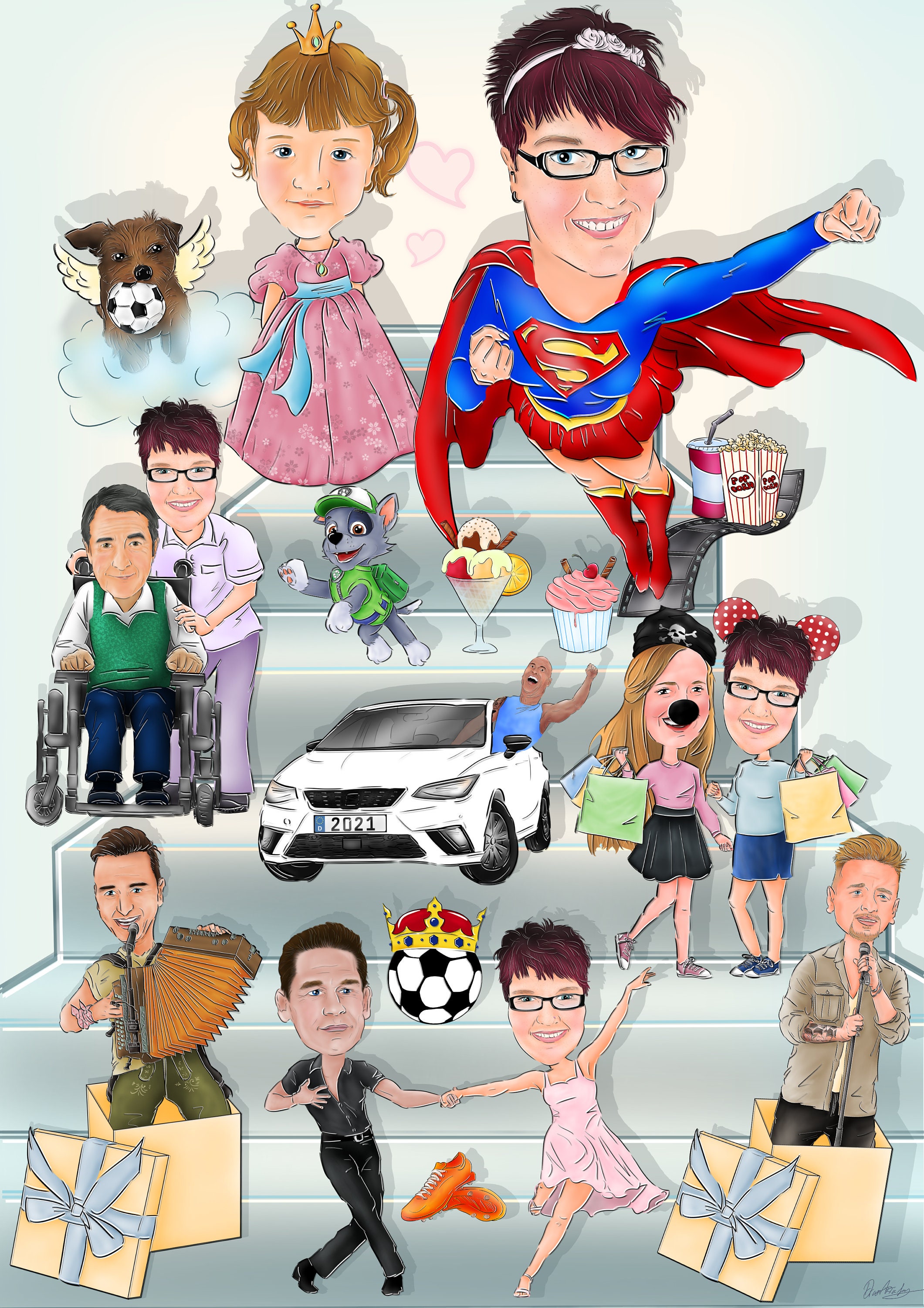 Cartoon, Portrait, Personalized, Custom, Comic, Illustration, Drawing ...