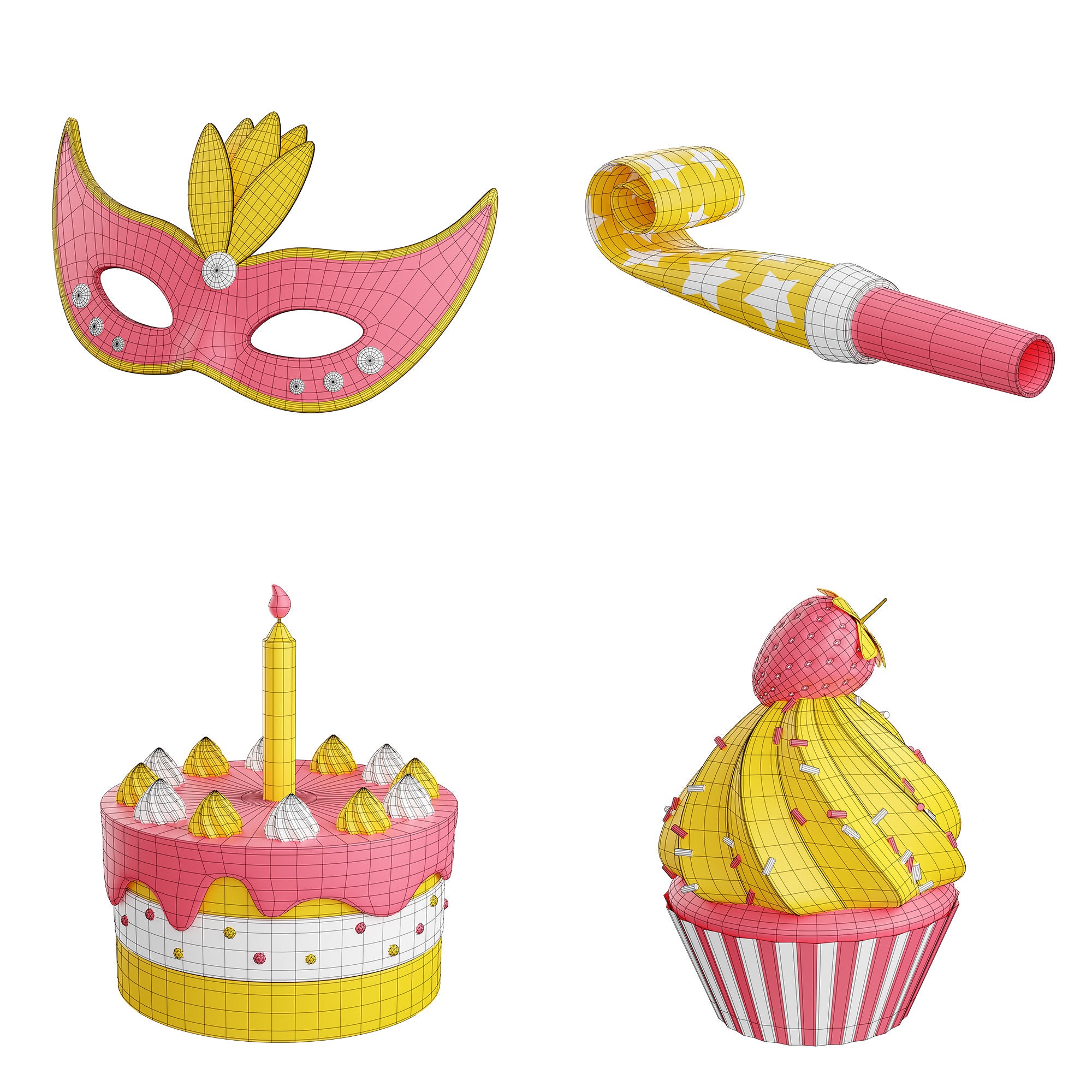 Birthday Party 3D Illustrations Collection 3d Illustrations in Png ...
