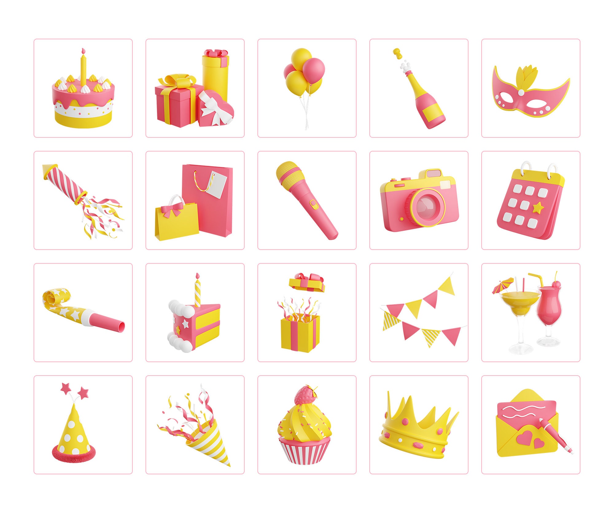 Birthday Party 3D Illustrations Collection 3d Illustrations in Png ...