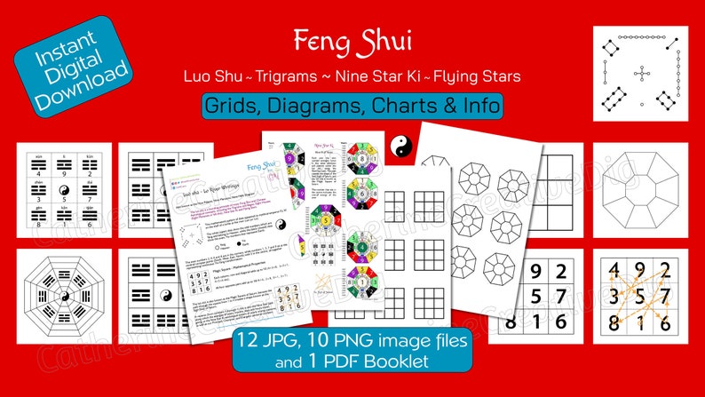FENG SHUI Luo Shu, Nine Star Ki Printables: 12 Templates, Grids, Charts ...