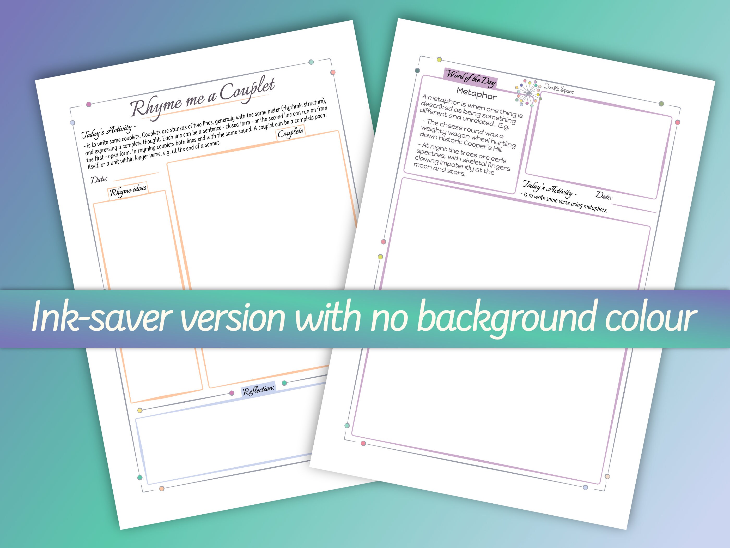 POETRY Journal, Printable Creative Worksheets, Poems, Verse Prompts ...