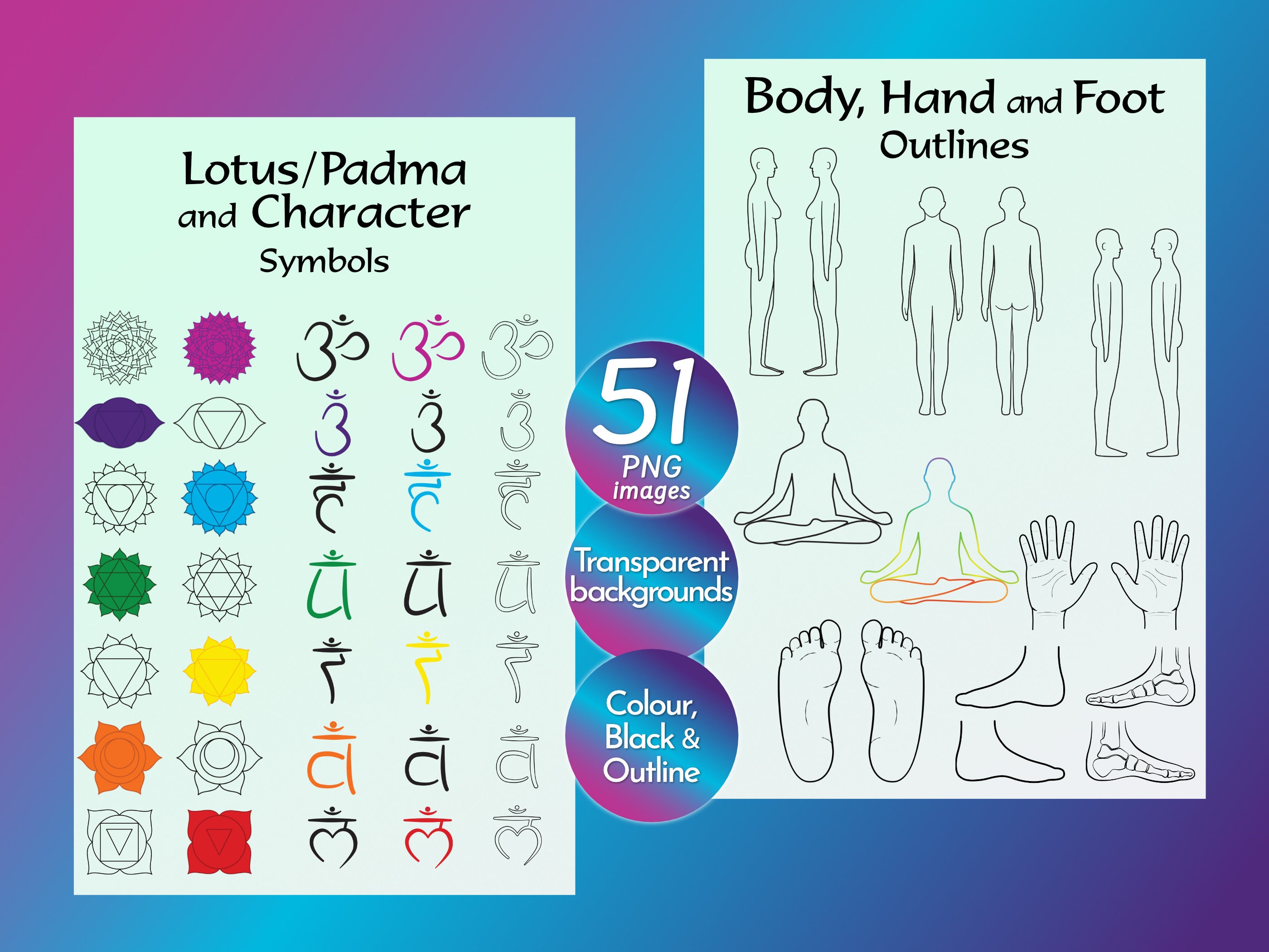 CHAKRAS Symbols & Templates. Digital Download of 50 PNG Image Files in ...