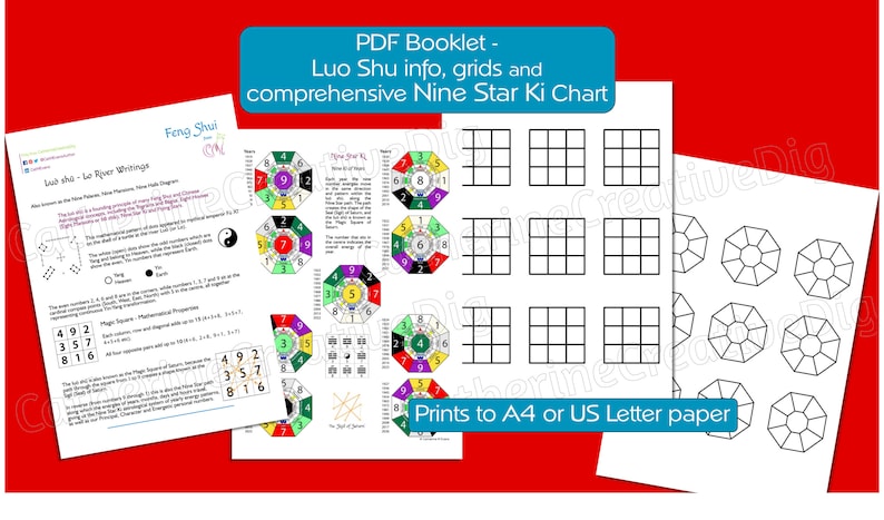 FENG SHUI Luo Shu, Nine Star Ki Printables: 12 Templates, Grids, Charts ...