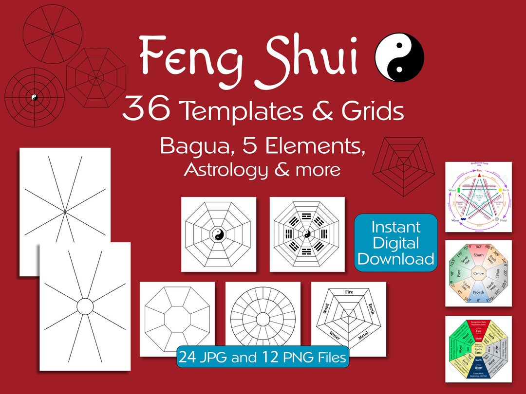 FENG SHUI Printables 36 Bagua Templates Grids & Charts 5 - Etsy