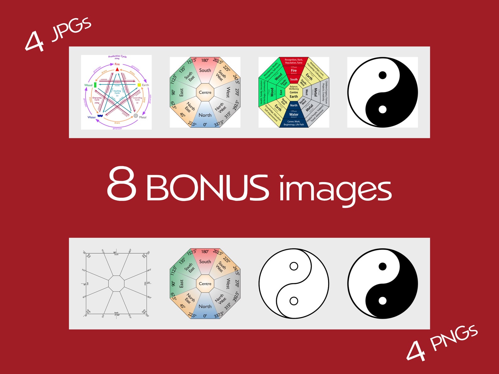 FENG SHUI Printables, 36 Bagua Templates, Grids & Charts, 5 Elements ...