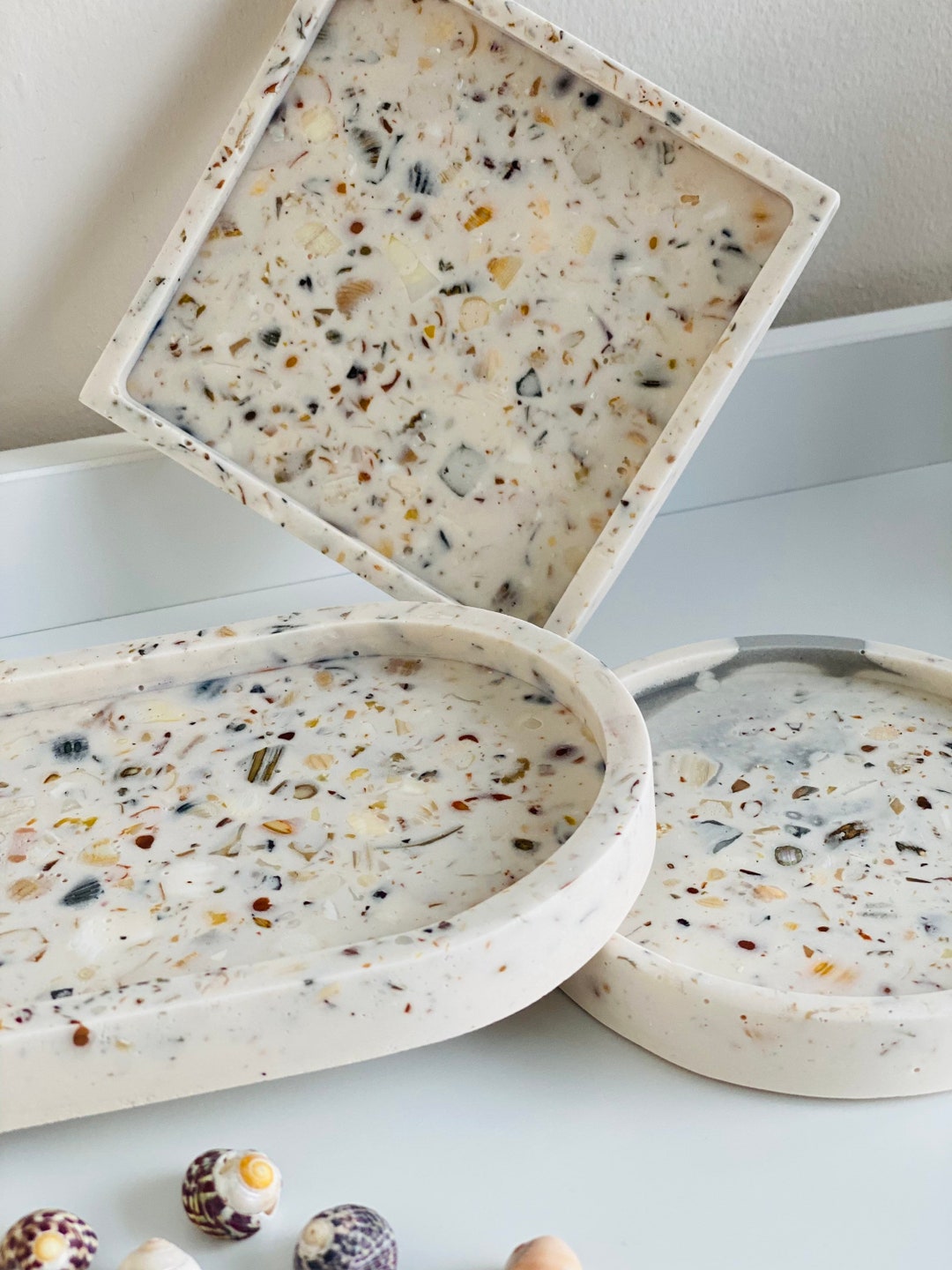 Jesmonite Tray | Terrazzo Seashell Shell | Coastal Tropical Design - Etsy