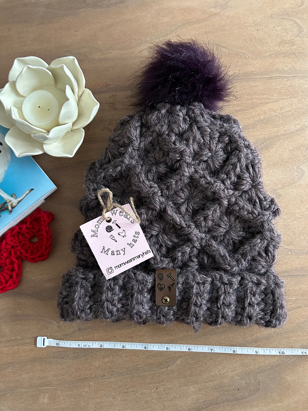 Crochet Hat Bavarian Stitch Dark Purple - Etsy