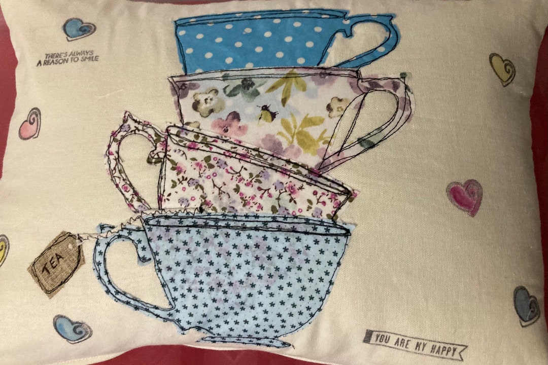 Appliquéd Cushions With Tea Cup Designs - Etsy