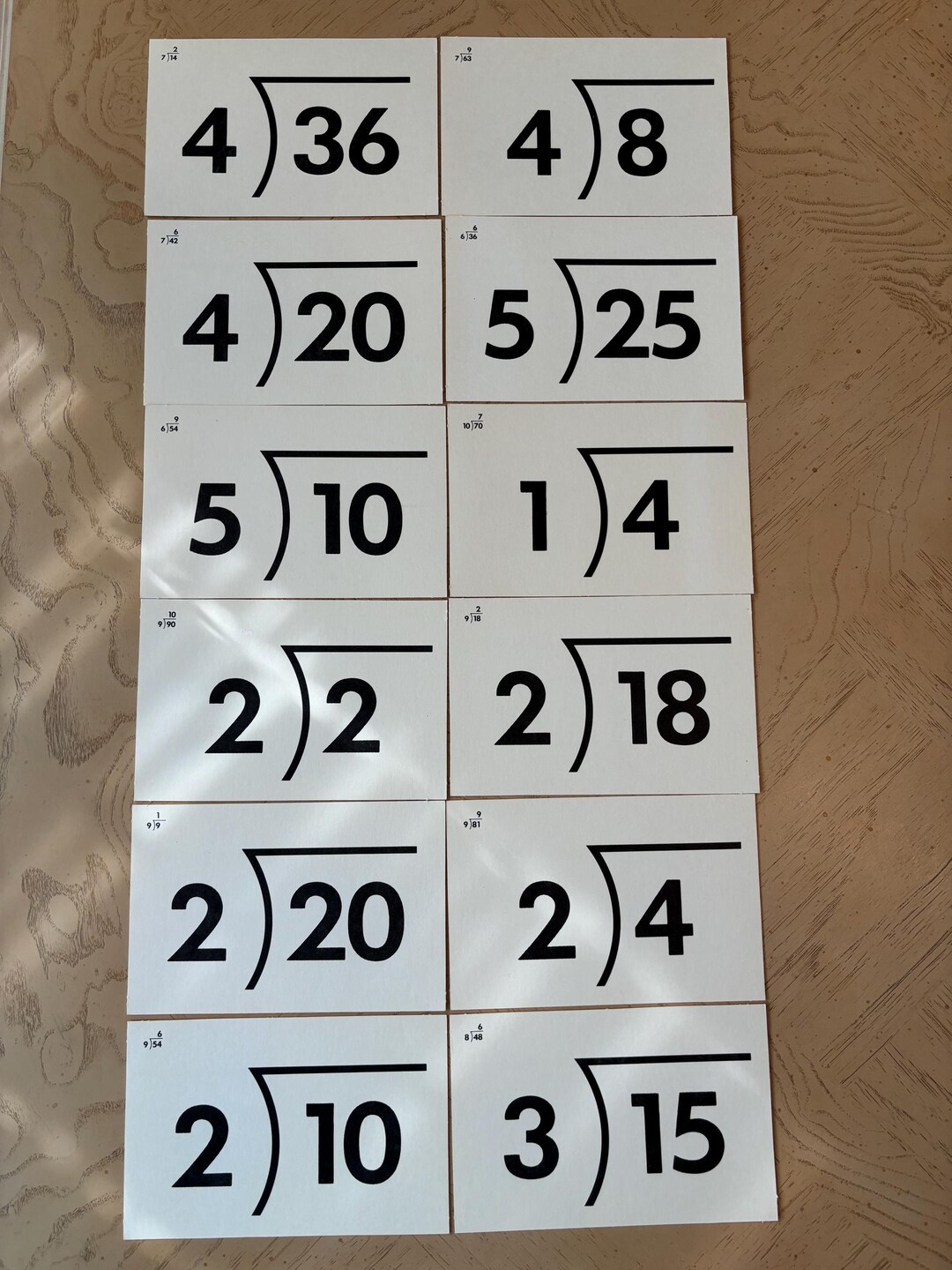 12 Vintage Math Division Flash Cards Numbers Ephemera Vintage Ephemera ...