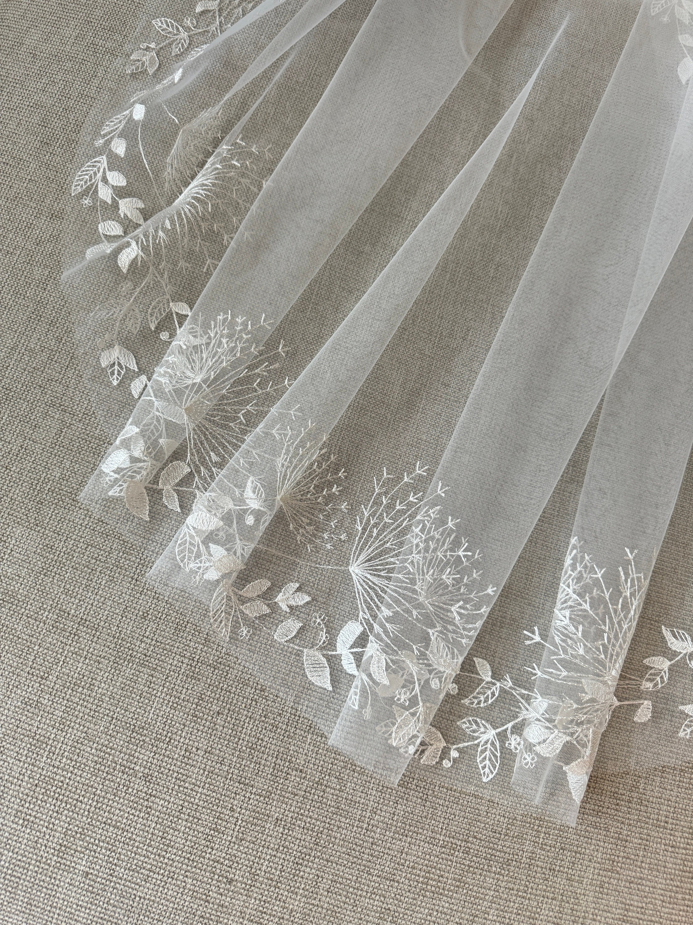 Wedding Veil Lace Edge Bridal Veil Leaves Veil With Lace Leaf Veil ...