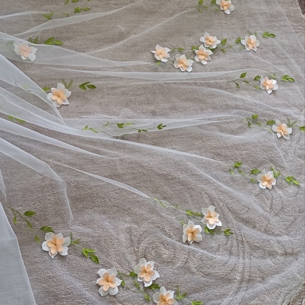 Floral Embroidered Veil - Etsy
