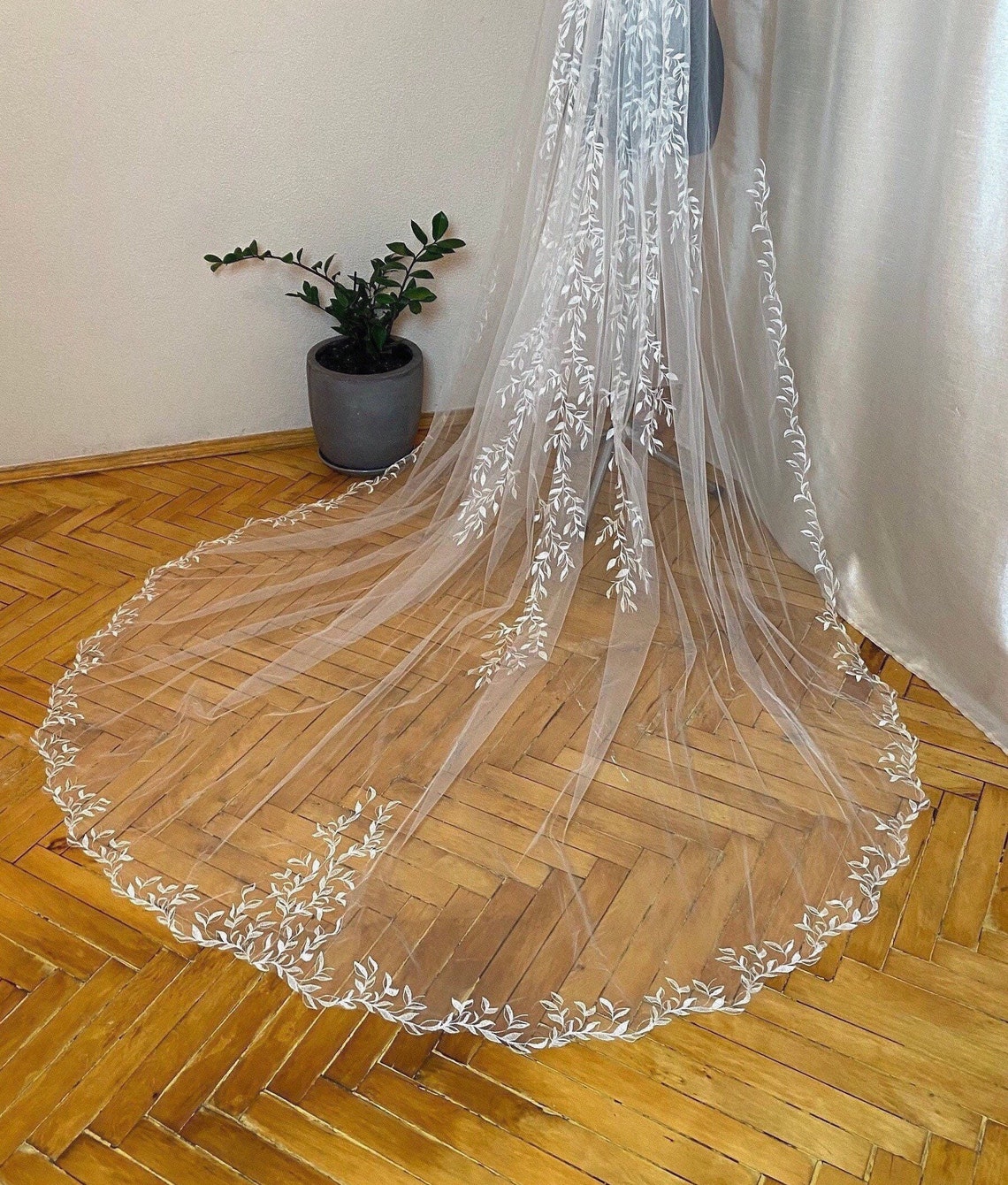 Bridal Veil Leaf Veil Wedding Veil Trim Veil Applique Lace 1 - Etsy