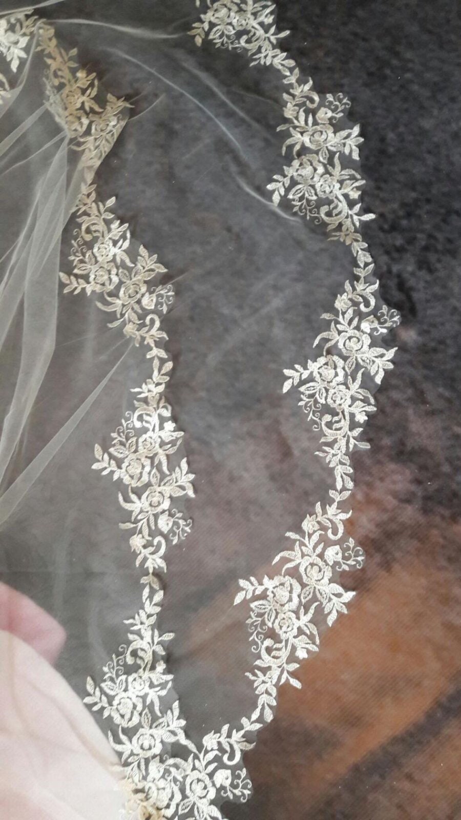 Cathedral wedding veil ivory lace veil white 1 tier veil | Etsy