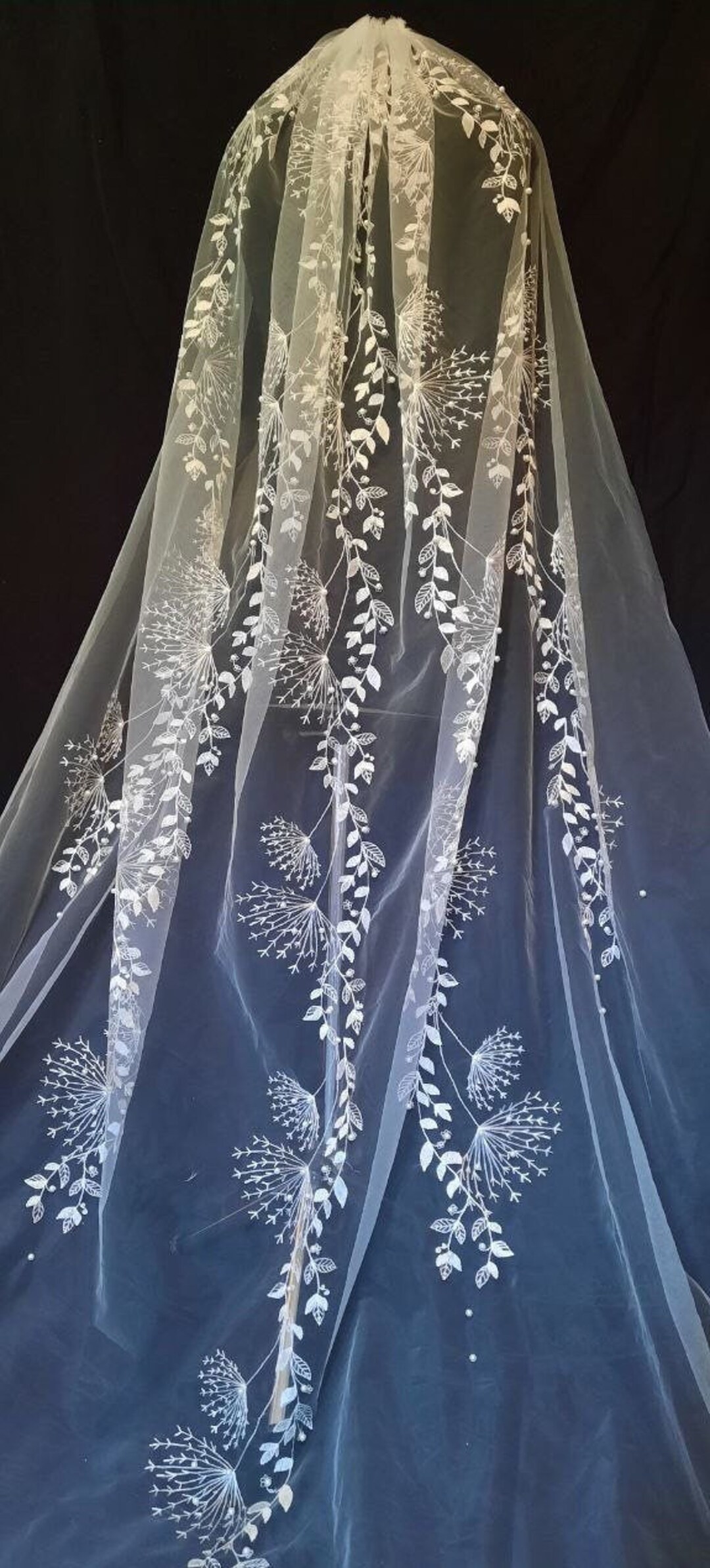 Veil Leaf Pattern Veil Lace Bridal Veil Leaves Veil With Leaf Veil ...