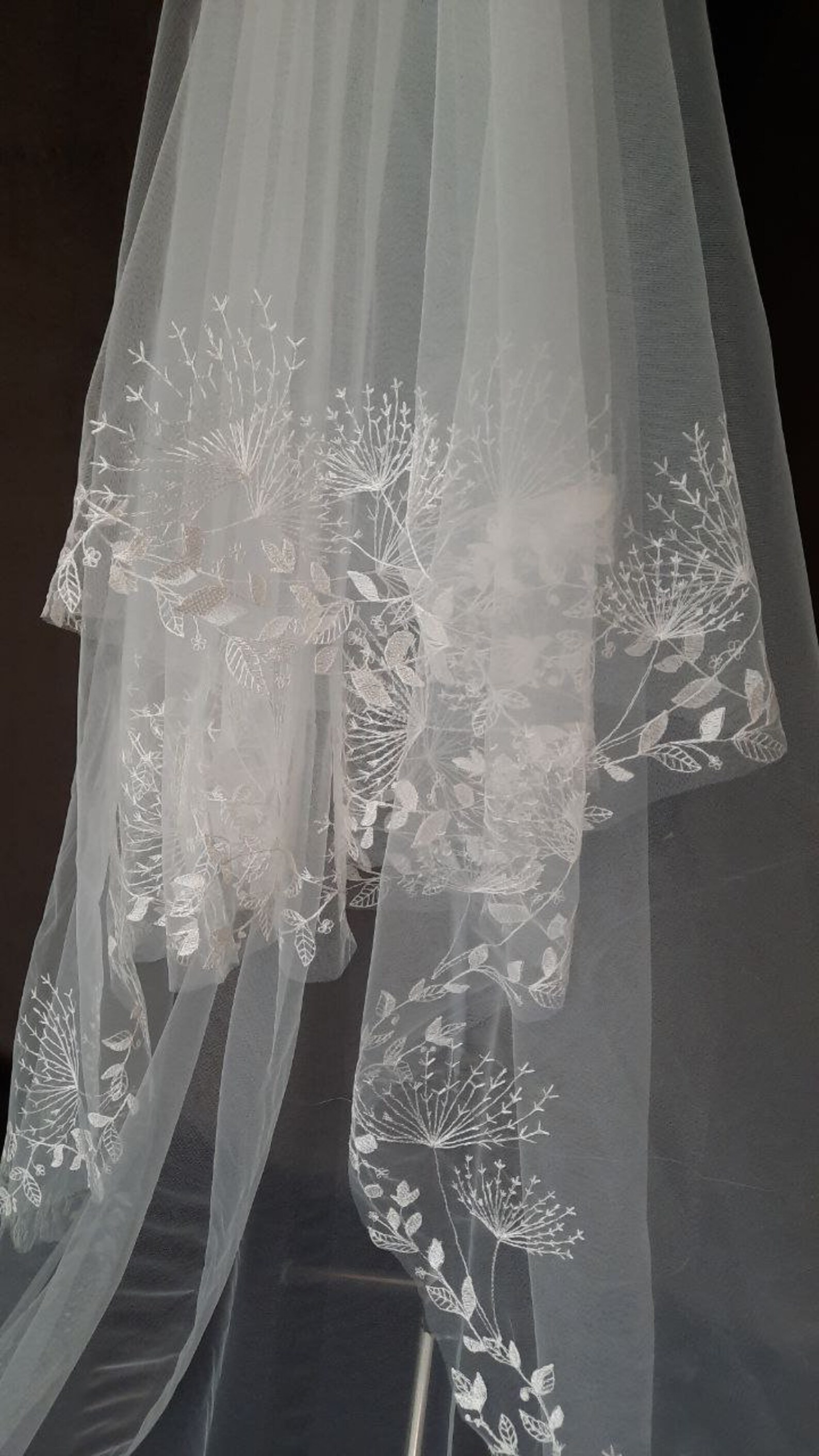 Veil Lace Edge Bridal Veil Leaves Veil With Lace Leaf Veil - Etsy