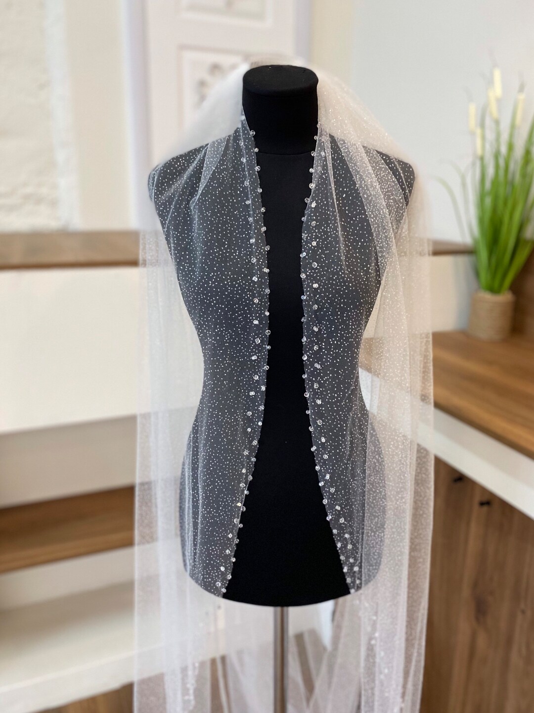 Glitter Veil Wedding Veil Beaded Veil Sparkle Veil Bridal Veil ...