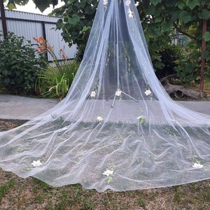 Flower Veil Wedding Veil Bridal Veil Veil 3d Flowers Veil Bride Veil ...