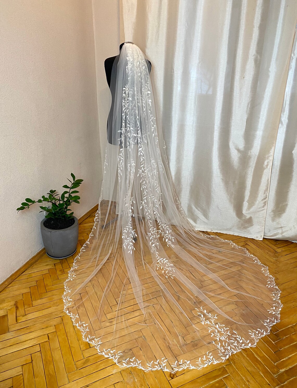 Bridal Veil Leaf Veil Wedding Veil Trim Veil Applique Lace 1 Tier ...