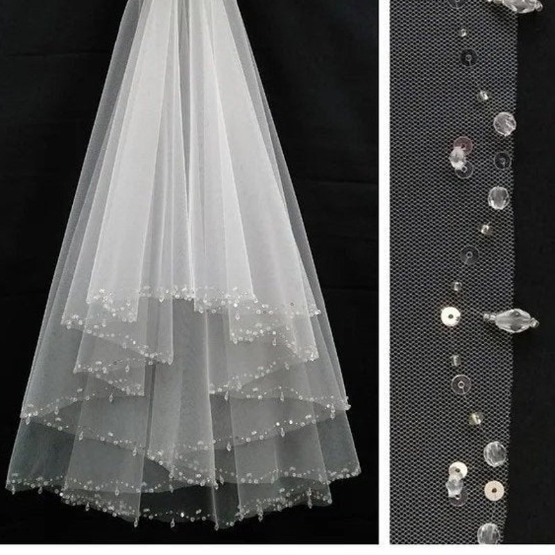 Beaded Bridal Veil - Etsy