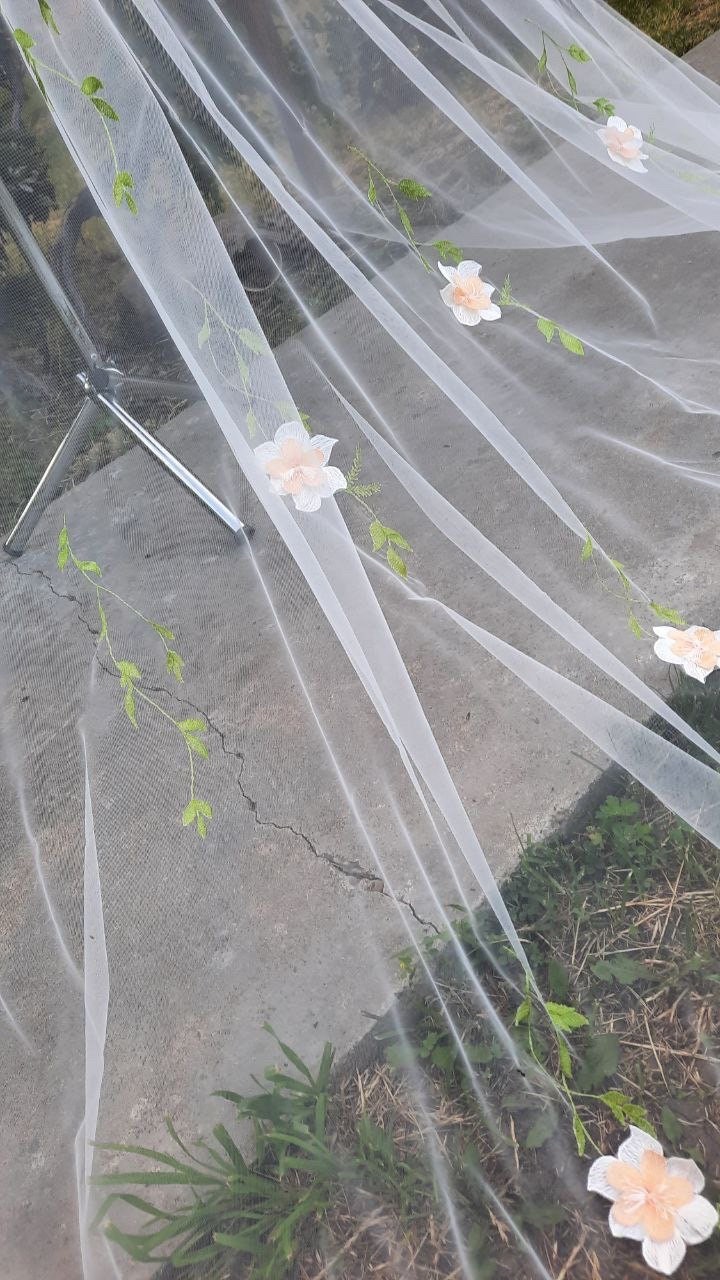 Flower Veil Wedding Veil Bridal Veil Veil 3d Flowers Veil Bride Veil ...