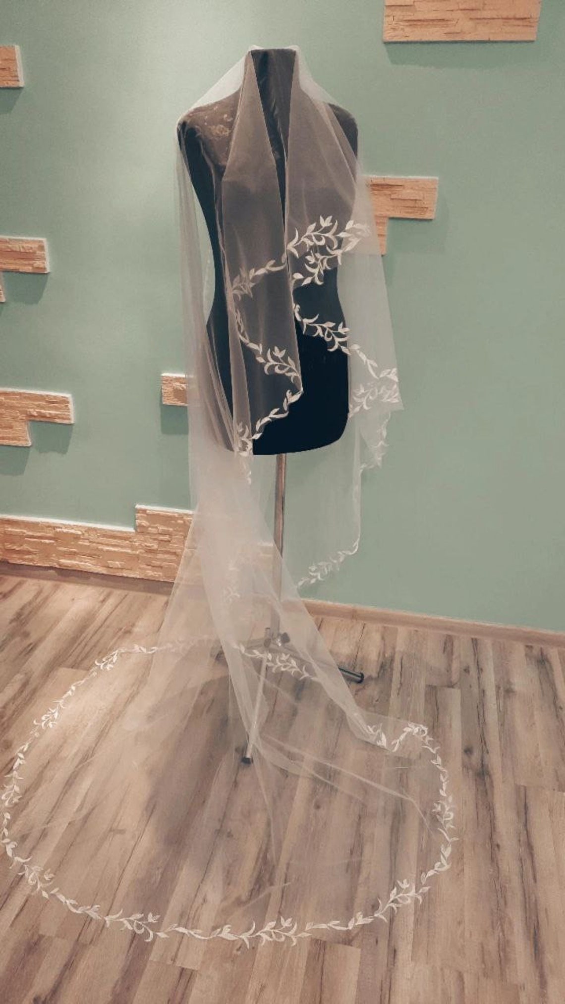 Veil Wedding Leaf Veil Ivory Lace Veil Lace White Applique Veil Bridal ...