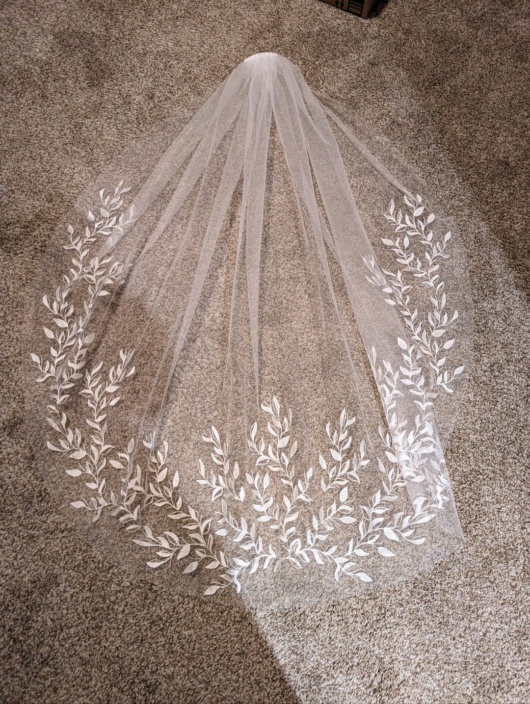 Veil Wedding Lace Veil Ivory Lace Trim Veil Lace White Applique ...