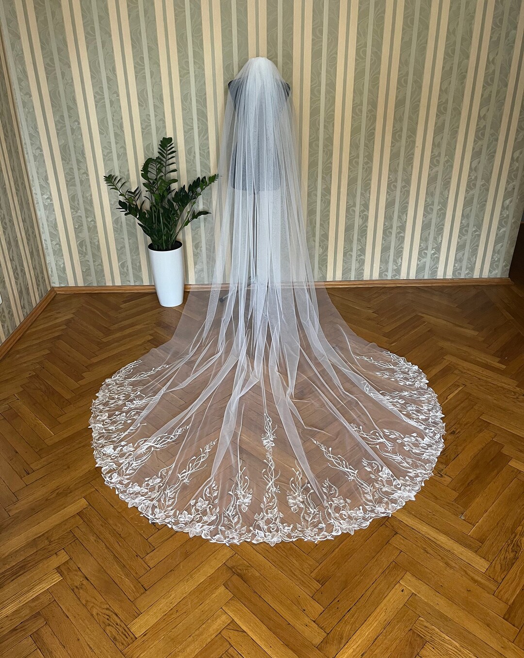 Bridal Veil Lace Wedding Lace Veil Flower Leaf Veil With Lace Wedding ...