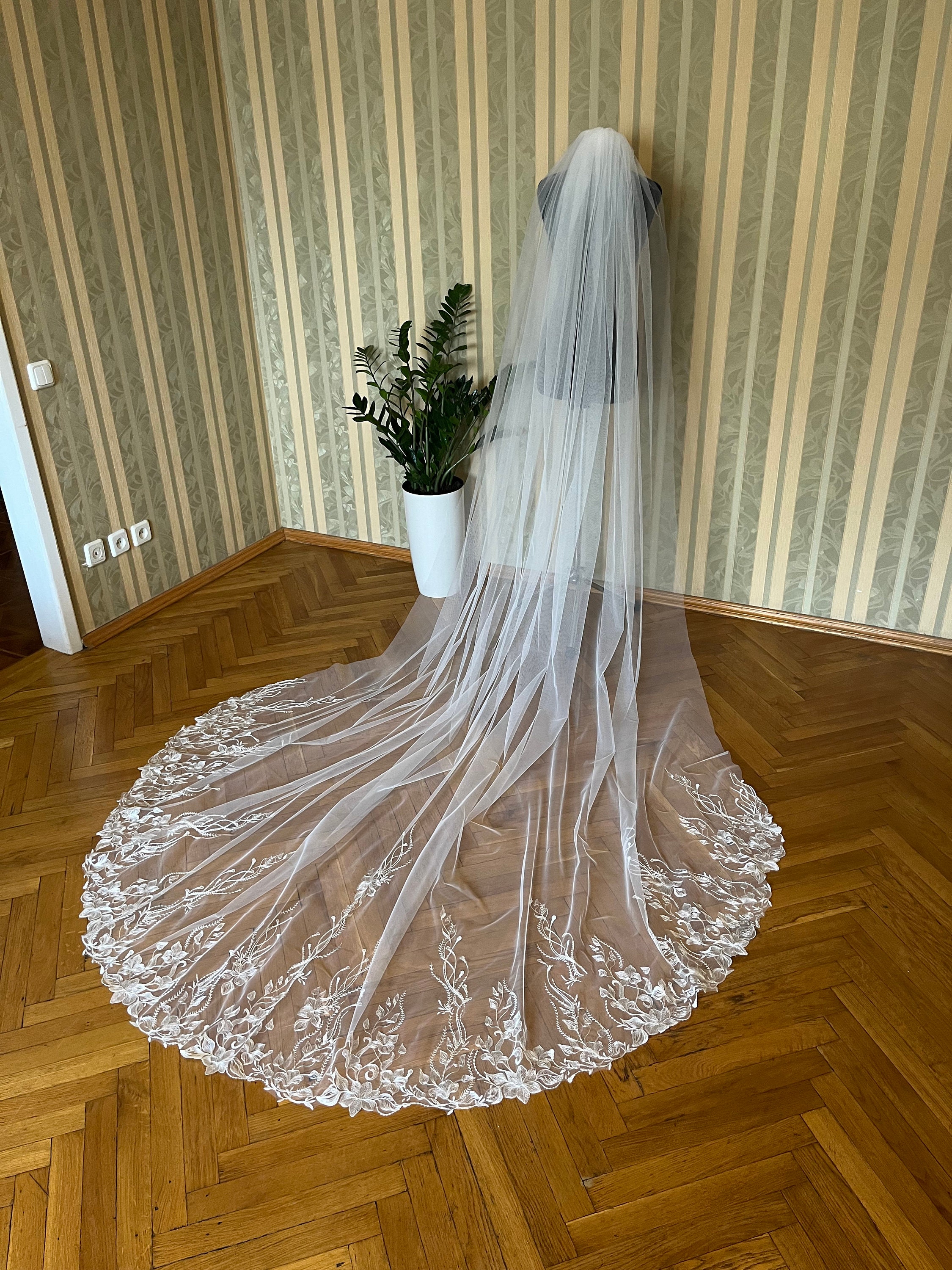 Bridal Veil Lace Wedding Lace Veil Flower Leaf Veil With Lace Wedding ...