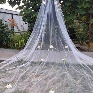 Flower Veil Wedding Veil Bridal Veil Veil 3d Flowers Veil Bride Veil ...
