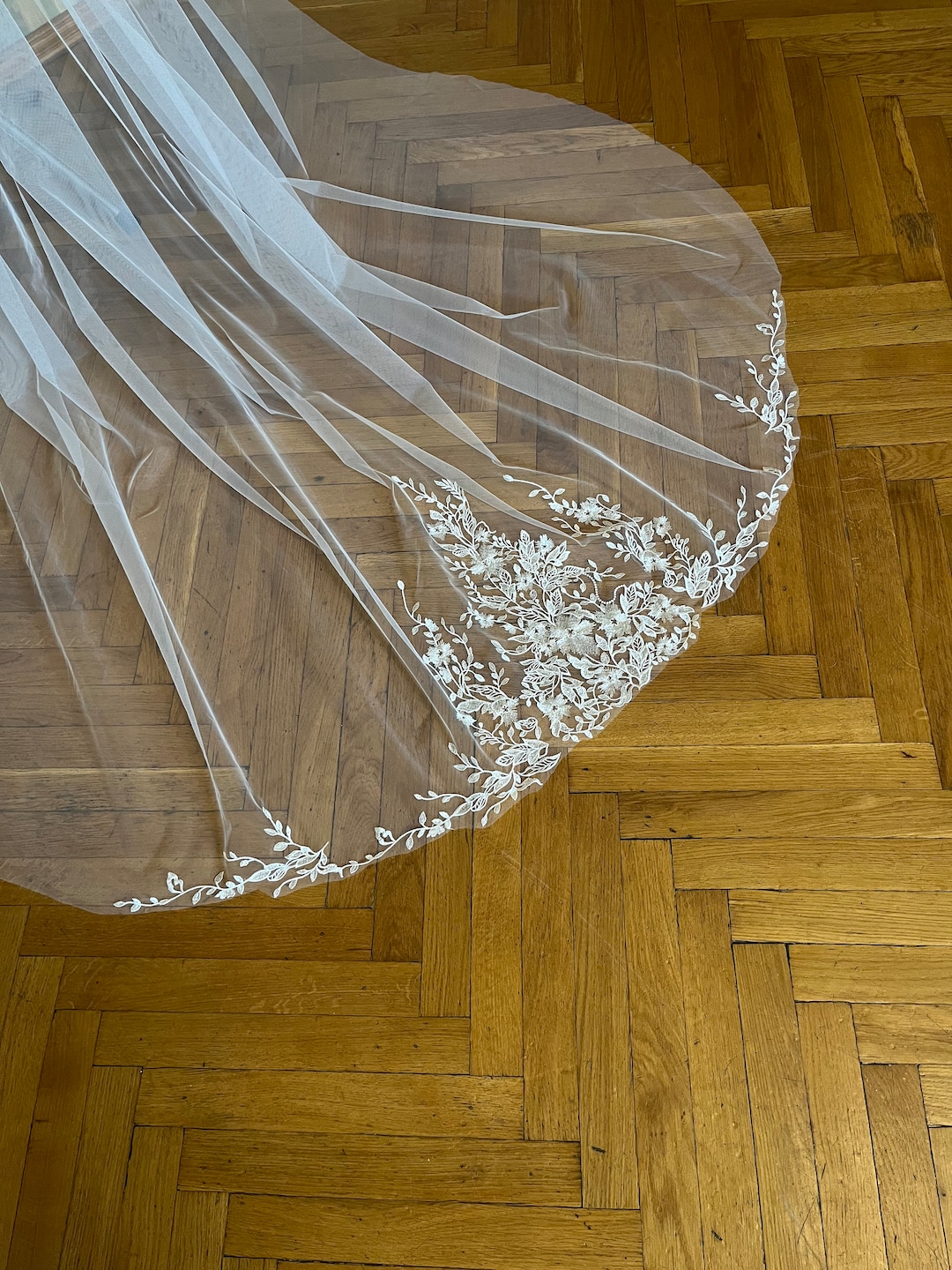 Veil Lace Trim Bridal Veil 1 Tier Veil Tulle With Lace Veil Wedding ...