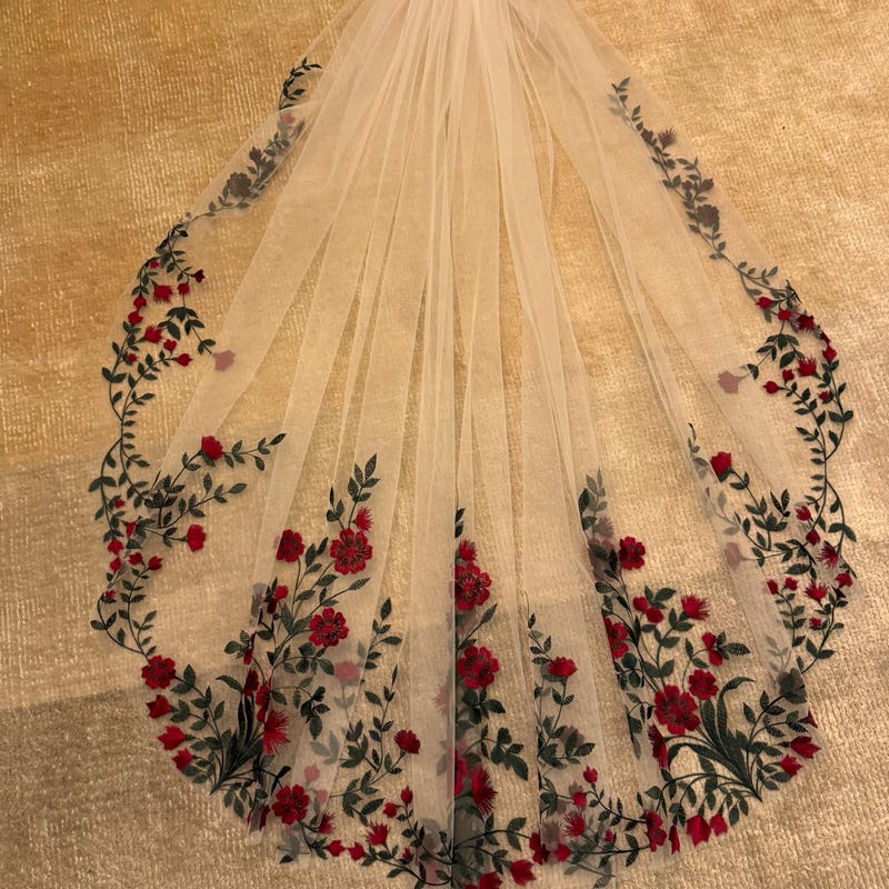 Red Veil - Etsy