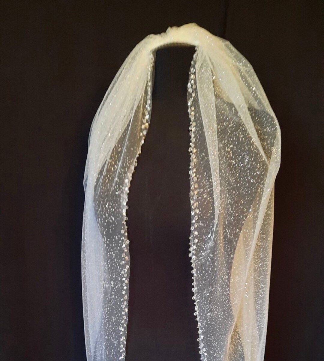Glitter Veil Cathedral Wedding Veil Sparkly Veil Wedding Cathedral Veil ...