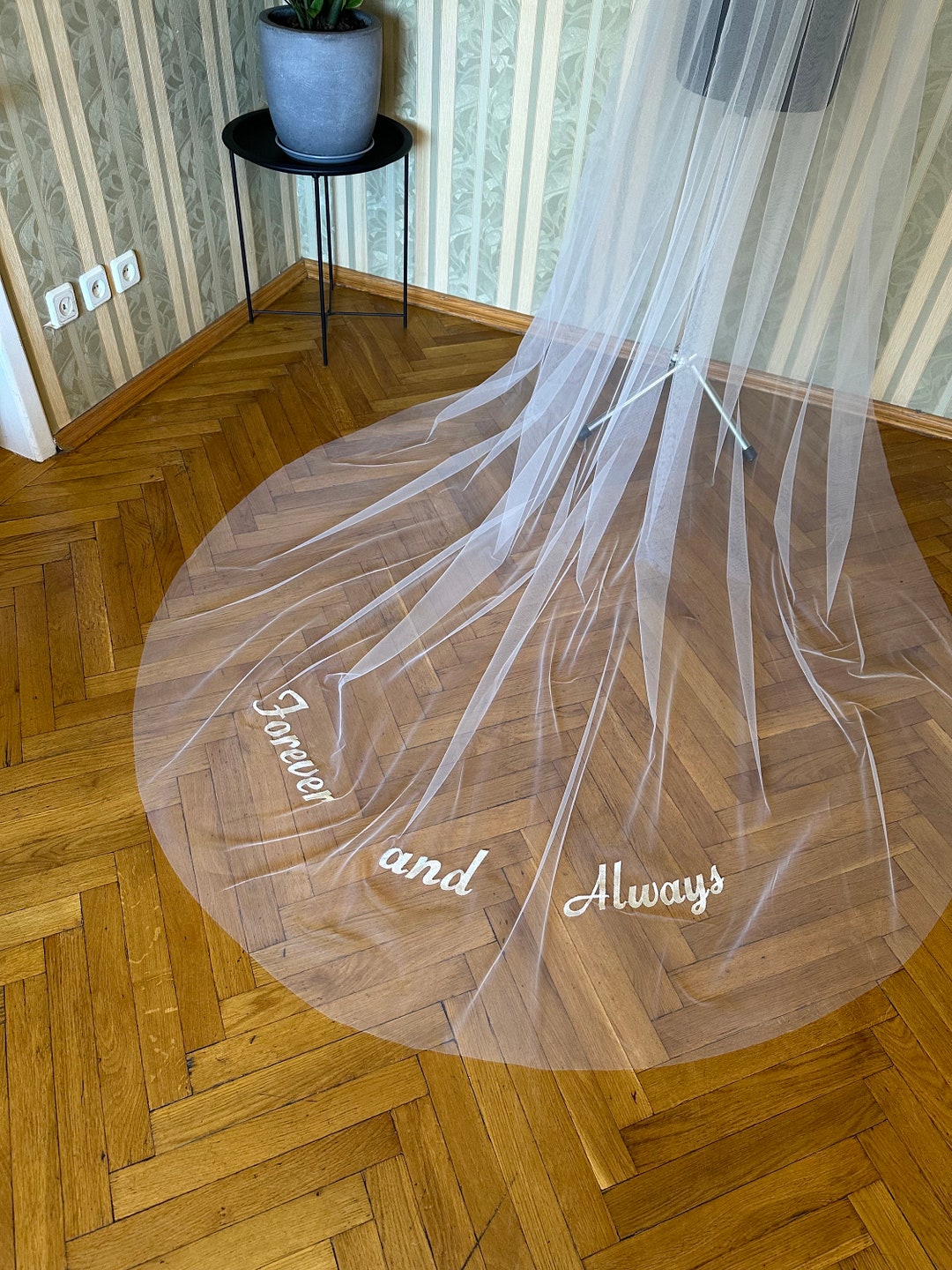 Custom Wedding Veil With Embroidered Phrases Bespoke Veil Bridal Veil ...
