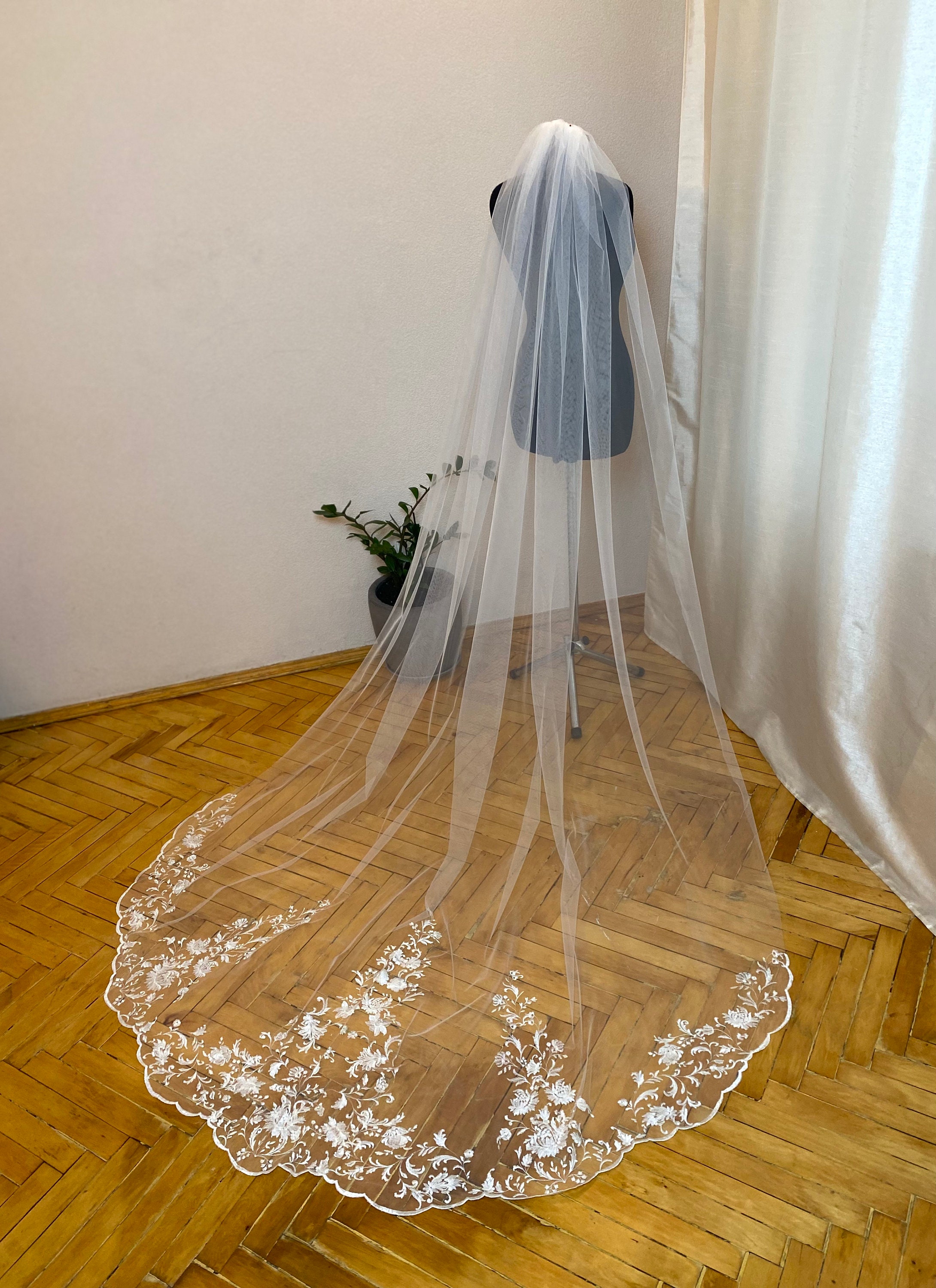 Wedding Veil Bridal Veil Lace Veil With Comb Veil Applique | Etsy