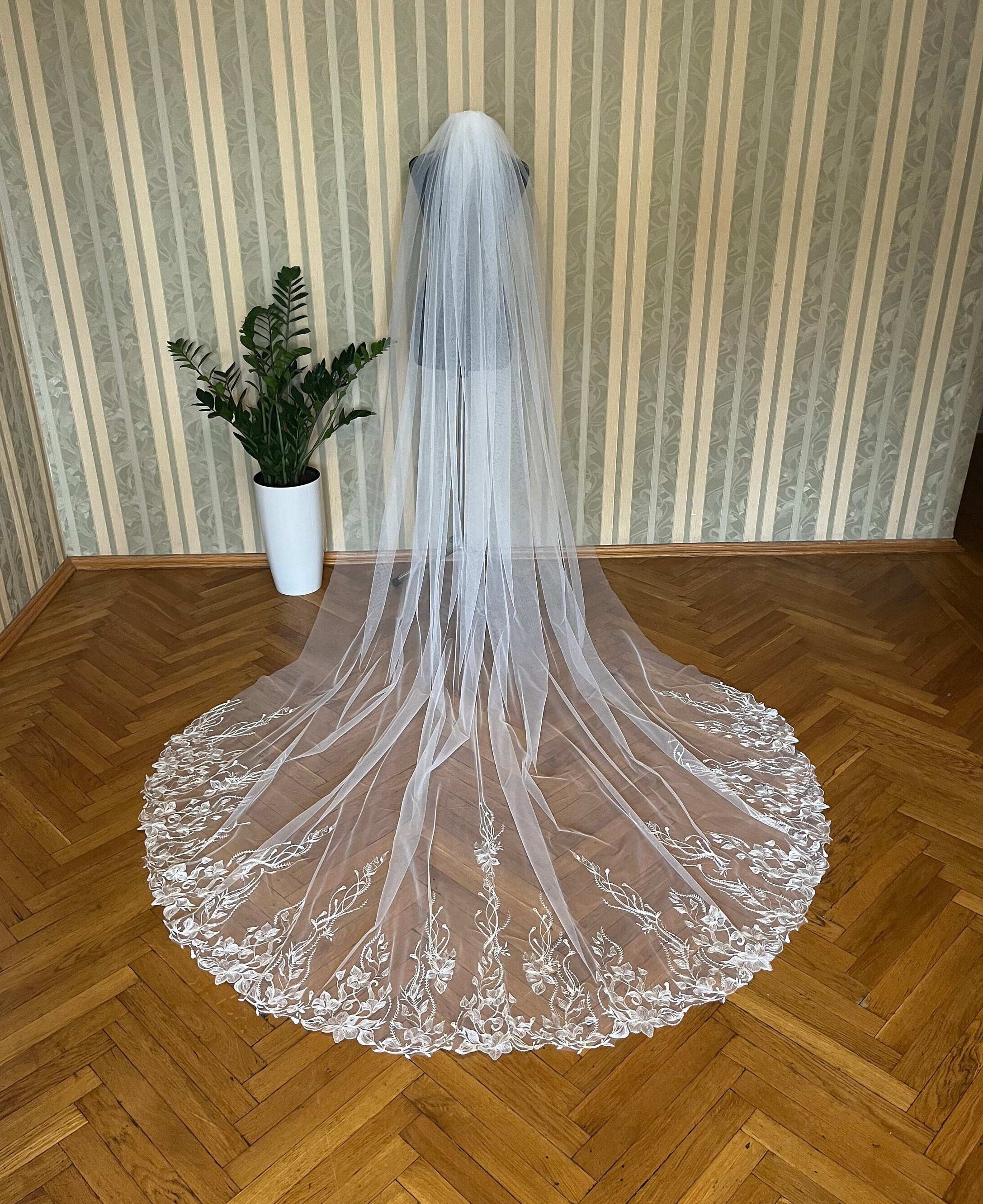 Bridal Veil Lace Wedding Lace Veil Flower Leaf Veil With Lace Wedding ...