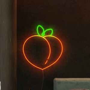 Peach Neon Sign, Light Peach Home Decor, Fruit Led Neon Sign, Cute Neon ...