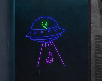 Kidnaping of Cats by Aliens Led Sign - Etsy