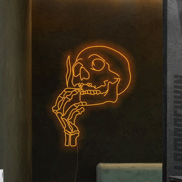 Smoking Skull Neon Light - Etsy
