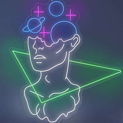 Space Man Neon Planet Home Decor Led Neon Face Neon - Etsy