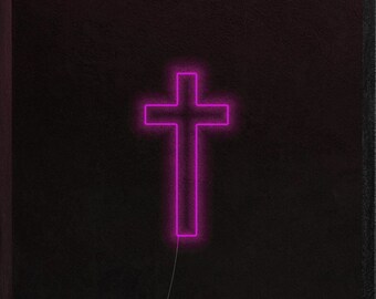 Blue Neon Cross Light - Etsy