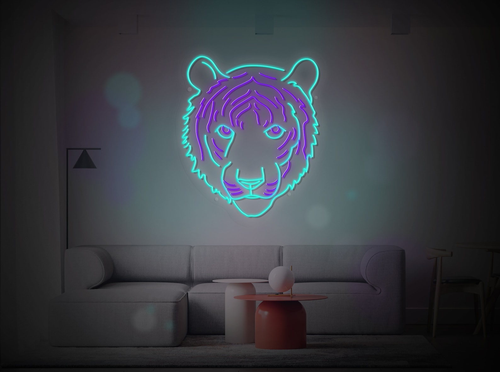 TIGER FACE neon sign led neon sign tiger neon signanimals | Etsy