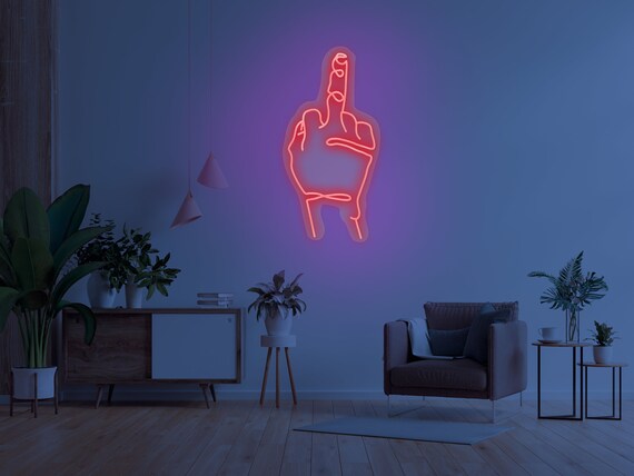 Middle Finger Neon Sign Neon Light Neon Work Neon One - Etsy