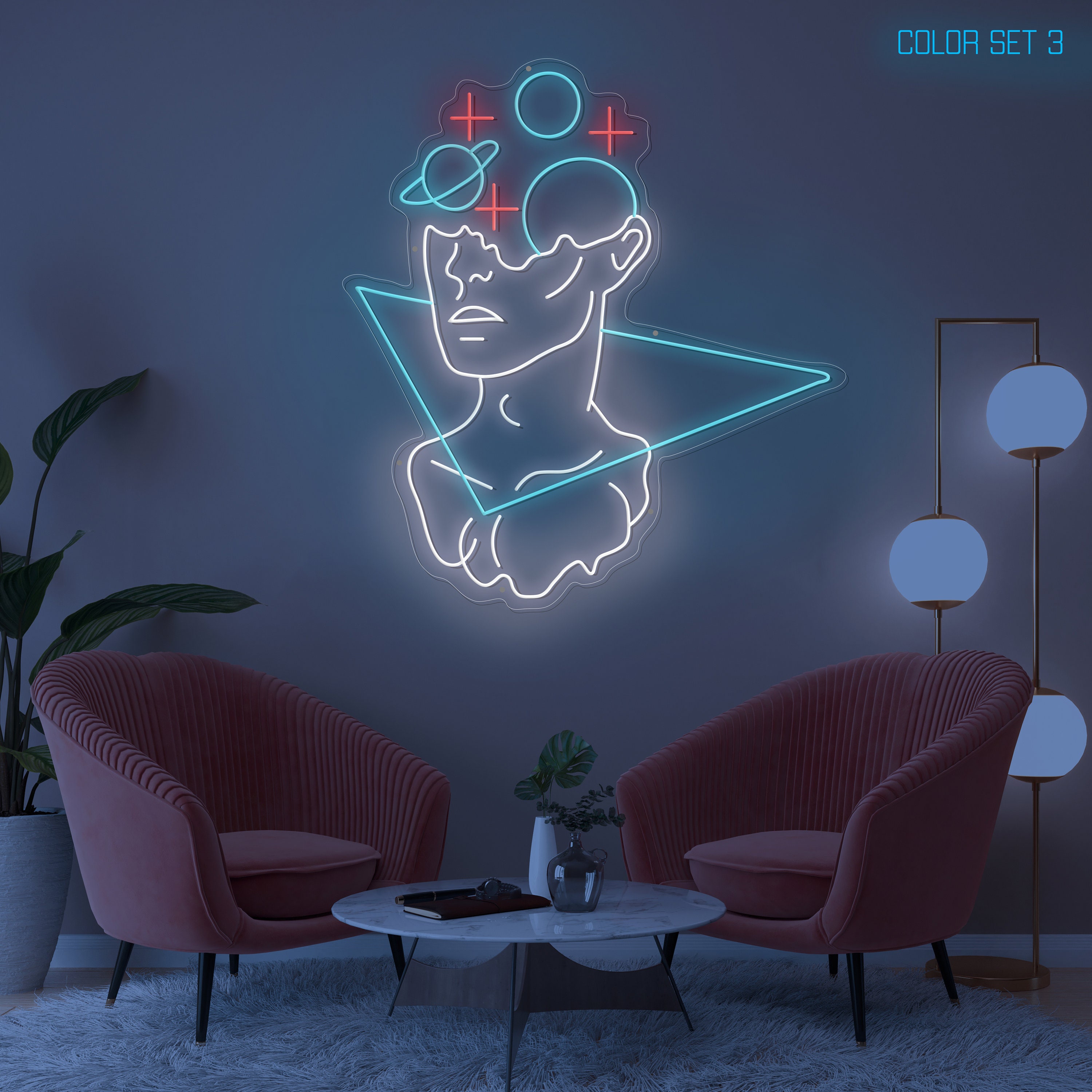Space Man Neon Planet Home Decor Led Neon Face Neon - Etsy